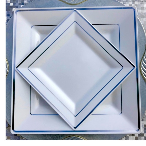MyChigo | Dining | Disposable Plastic White Silver Rim Plates 6 30 ...